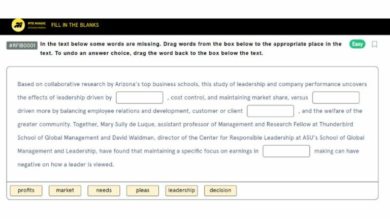 PTE Core Reading Fill In The Blanks Tips & Templates